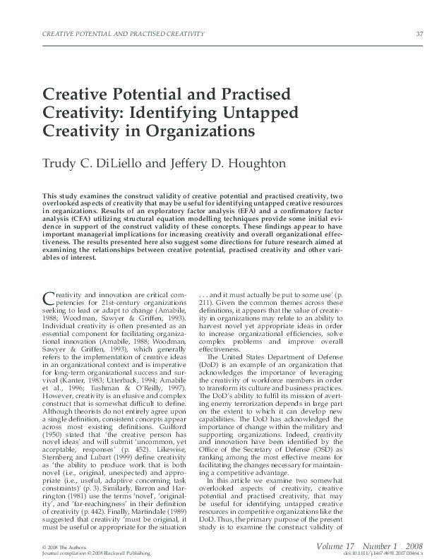 (PDF) Creative Potential and Practised Creativity: Identifying Untapped ...