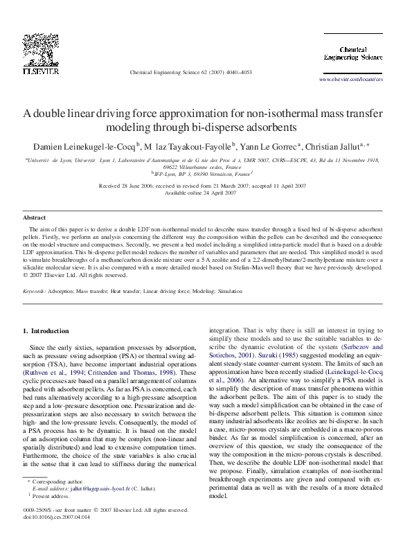 (PDF) A double linear driving force approximation for non-isothermal ...