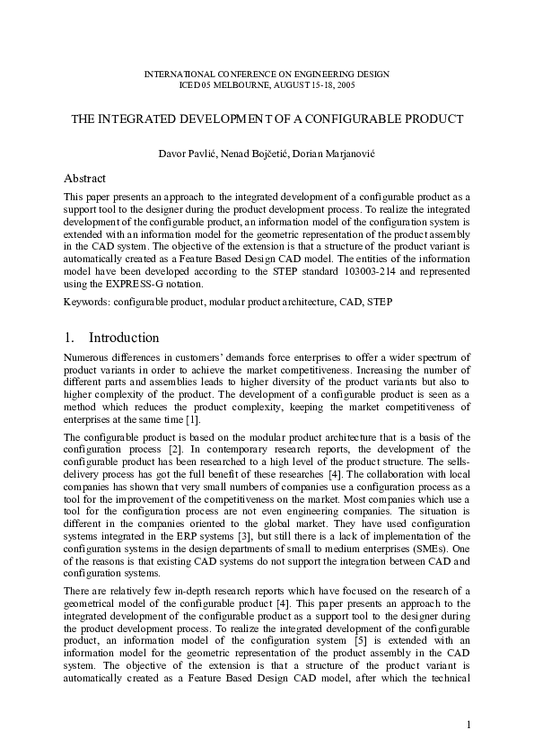 (DOC) The Integrated Development of a Configurable Product