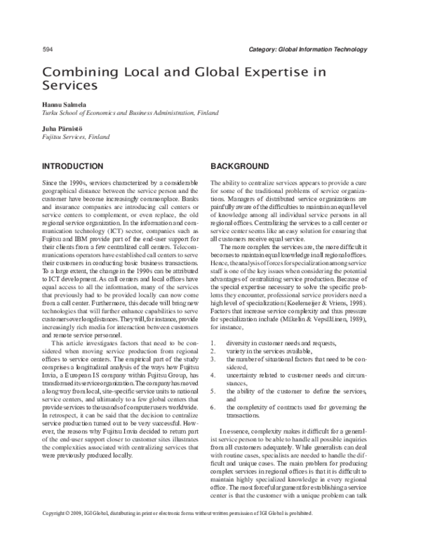 (PDF) Combining Local and Global Expertise in Services