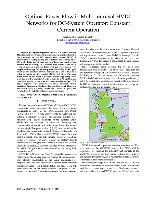 Pdf Optimal Power Flow In Multi Terminal Hvdc Networks For Dc System Operator Constant