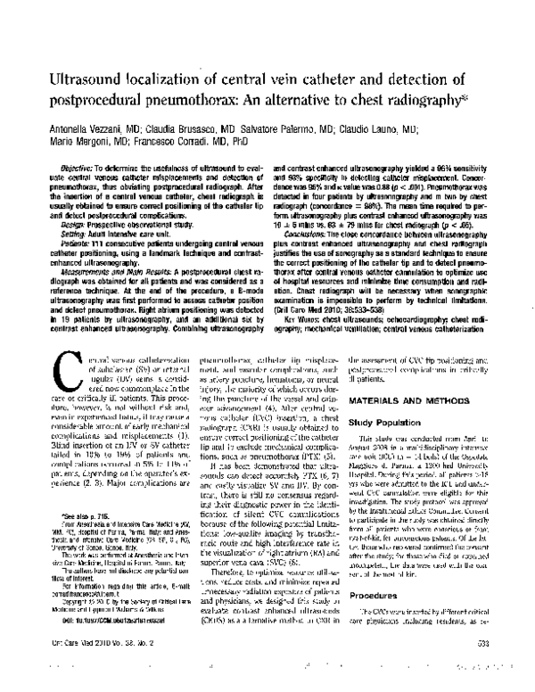 (PDF) Ultrasound localization of central vein catheter and detection of ...