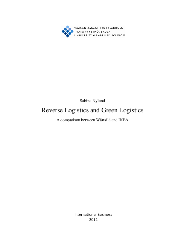 (PDF) Reverse Logistics and green logistics