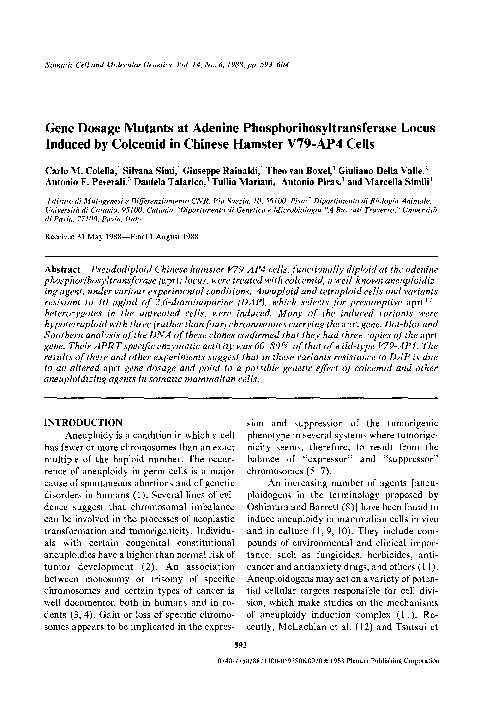 (PDF) Gene dosage mutants at adenine phosphoribosyltransferase locus ...