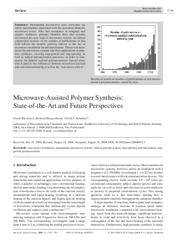 (PDF) Microwave-Assisted Polymer Synthesis: State-of-the-Art and Future ...