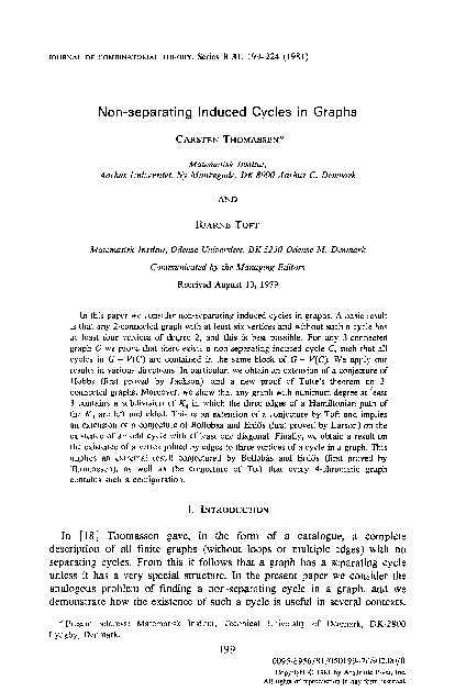 (PDF) Non-separating induced cycles in graphs