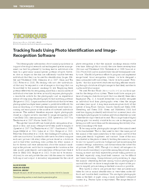 (PDF) Tracking Toads Using Photo Identification and Image-Recognition ...