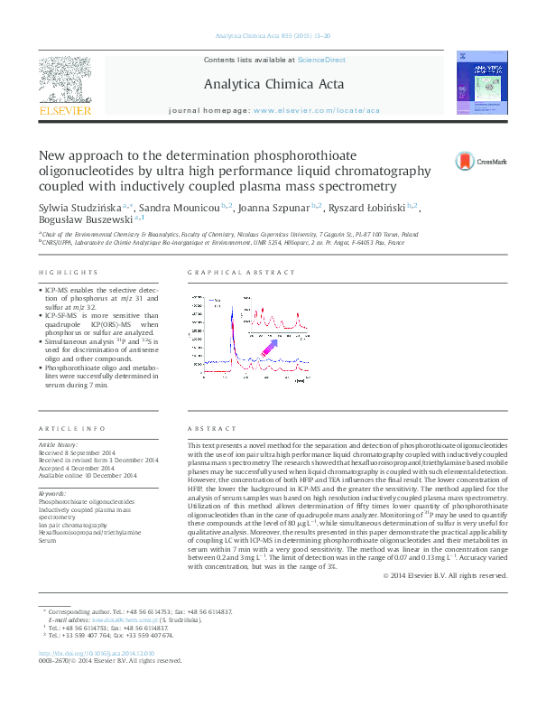 (PDF) New approach to the determination phosphorothioate oligonucleotides by ultra high ...