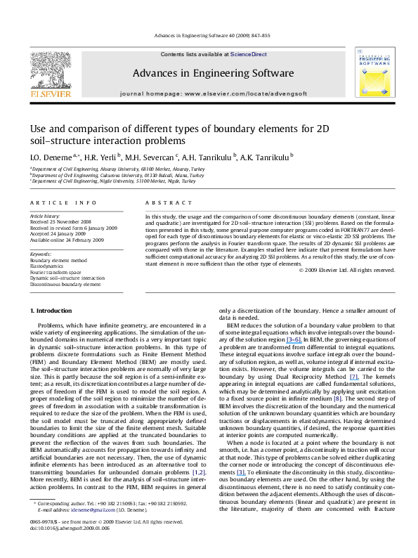 (PDF) Use and comparison of different types of boundary elements for 2D soil–structure ...
