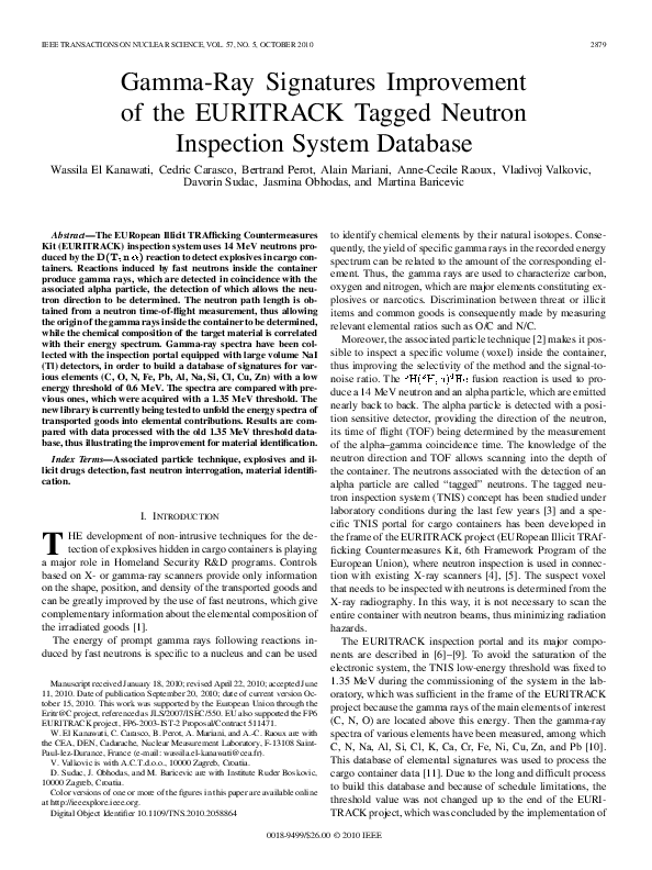 (PDF) Gamma-Ray Signatures Improvement of the EURITRACK Tagged Neutron ...