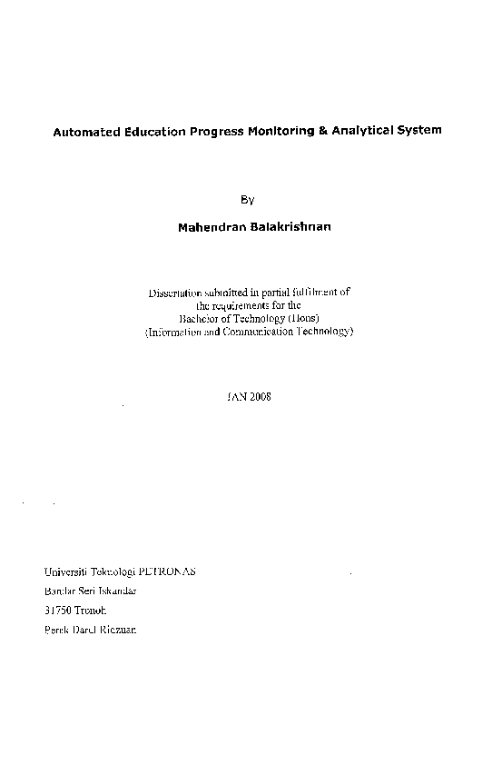 (PDF) Automated Education Progress Monitoring & Analytical System