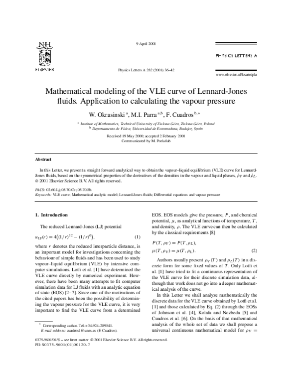 (PDF) Mathematical modeling of the VLE curve of Lennard-Jones fluids ...