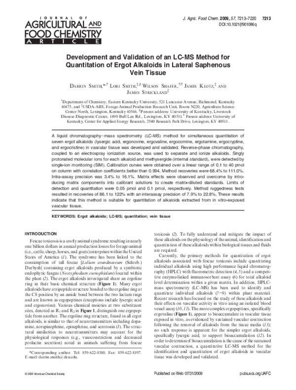 (PDF) Development and Validation of an LC-MS Method for Quantitation of Ergot Alkaloids in ...