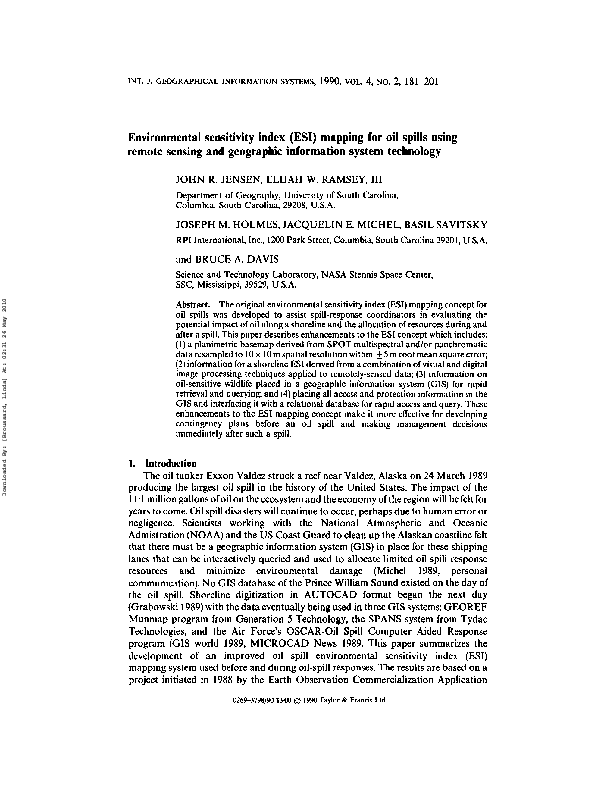 (PDF) Environmental sensitivity index (ESI) mapping for oil spills ...