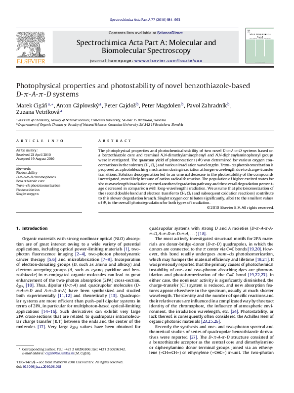 (PDF) Photophysical properties and photostability of novel ...