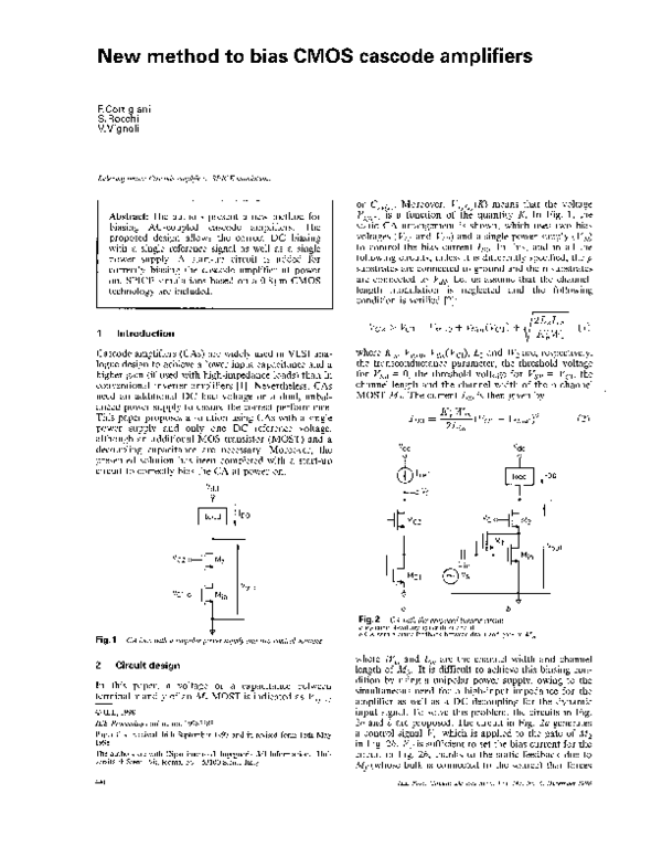 (PDF) New method to bias CMOS cascode amplifiers