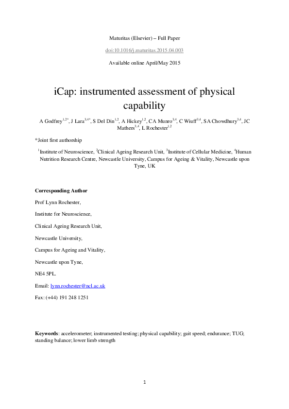 (PDF) iCap: Instrumented assessment of physical capability