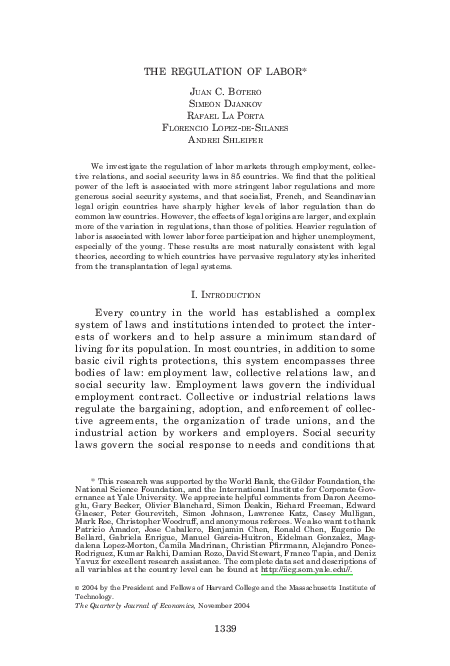 (PDF) The Regulation of Labor