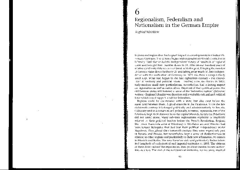 (PDF) Regionalism, Federalism and Nationalism in The German Empire, in ...