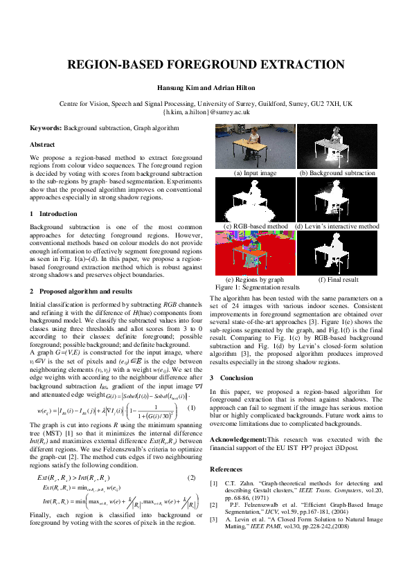 (PDF) Region-based foreground extraction