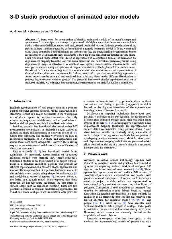 (PDF) 3-D studio production of animated actor models