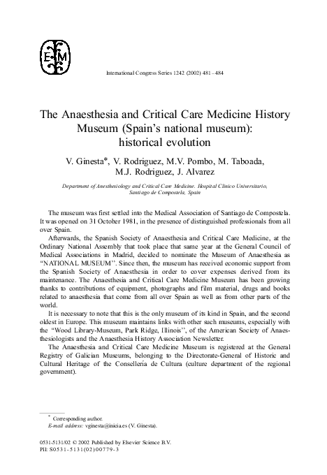 (PDF) The Anaesthesia and Critical Care Medicine History Museum (Spain ...