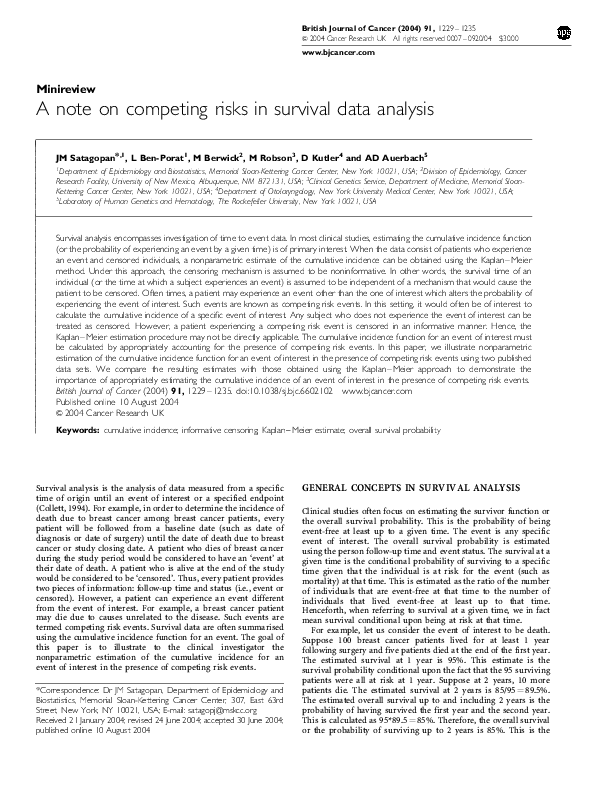 (PDF) A note on competing risks in survival data analysis