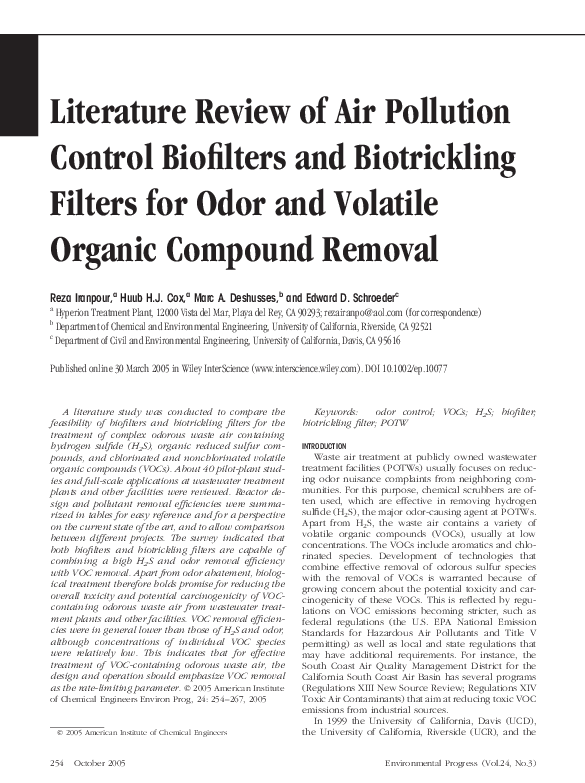 (PDF) Literature review of air pollution control biofilters and ...