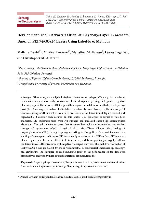 (PDF) Development and Characterization of Layer-by-Layer Biosensors ...