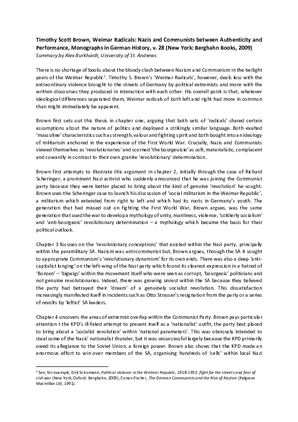 (PDF) Timothy Brown, 'Weimar Radicals'