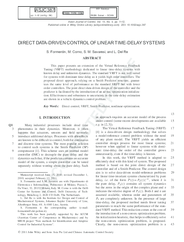 (PDF) Virtual Reference Feedback Tuning of Internal Model Controllers