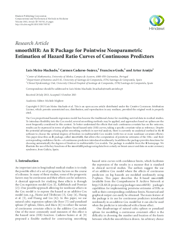 (PDF) smoothHR: An R Package for Pointwise Nonparametric Estimation of Hazard Ratio Curves of ...