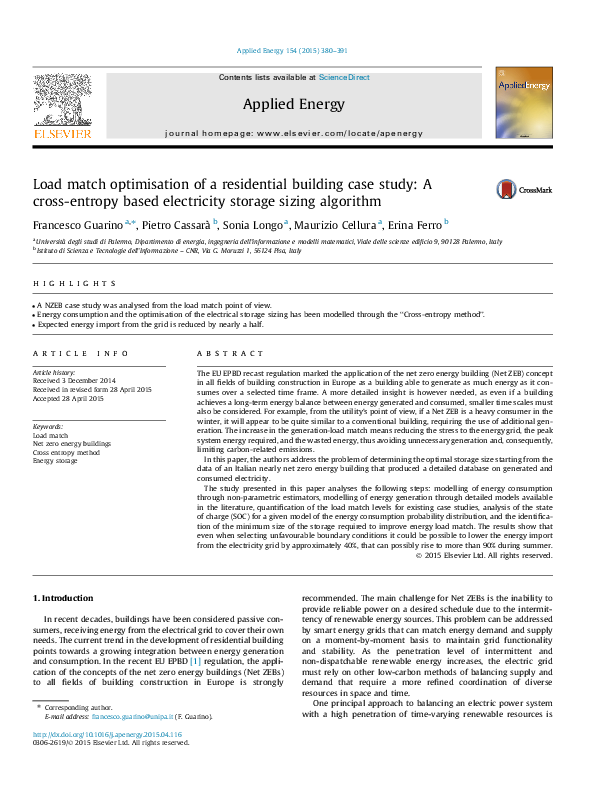(PDF) Load match optimisation of a residential building case study: A ...