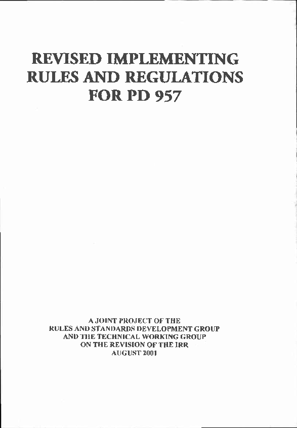 (PDF) REVISED IMPLEMENTING RULES AIYD REGUII\TIONS FOR PD 957