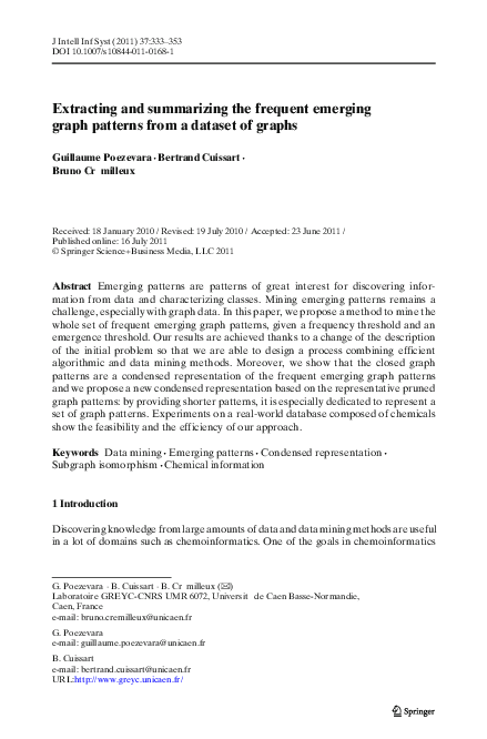 Pdf Extracting And Summarizing The Frequent Emerging Graph Patterns