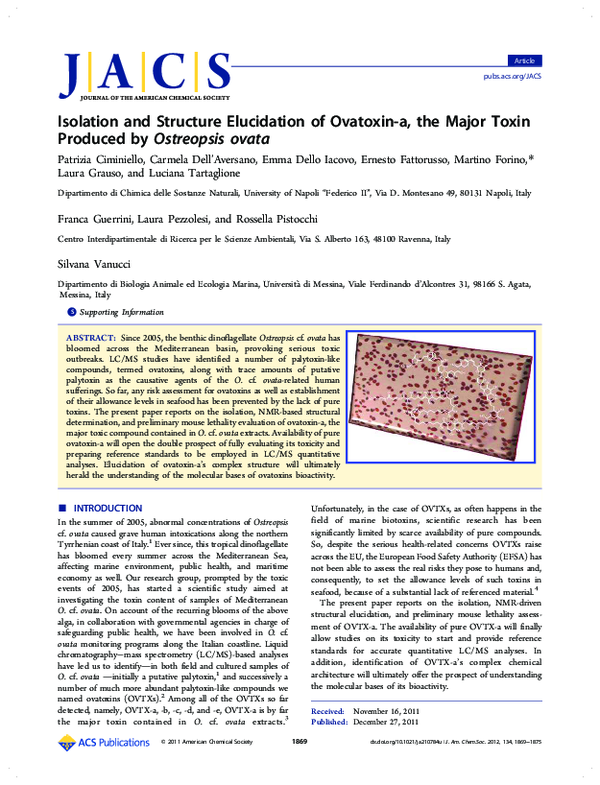 (PDF) Isolation and Structure Elucidation of Ovatoxin-a, the Major ...