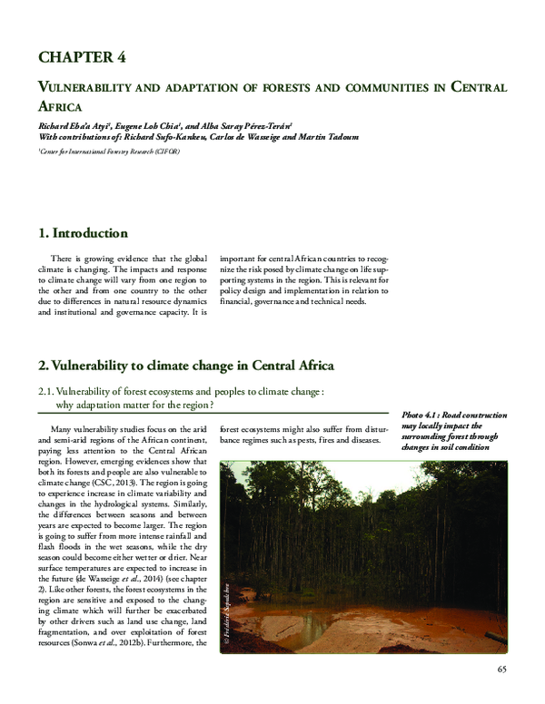 (PDF) Vulnerability and adaptation of forest and communities in Central ...