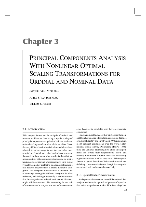 Pdf Principal Components Analysis With Nonlinear Optimal Scaling Transformations For Ordinal