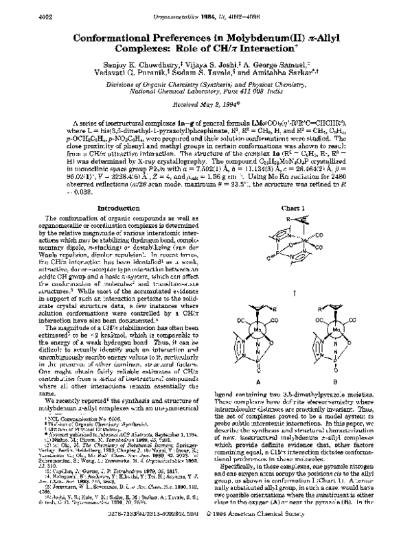 (PDF) Conformational Preferences in Molybdenum(II) .pi.-Allyl Complexes ...