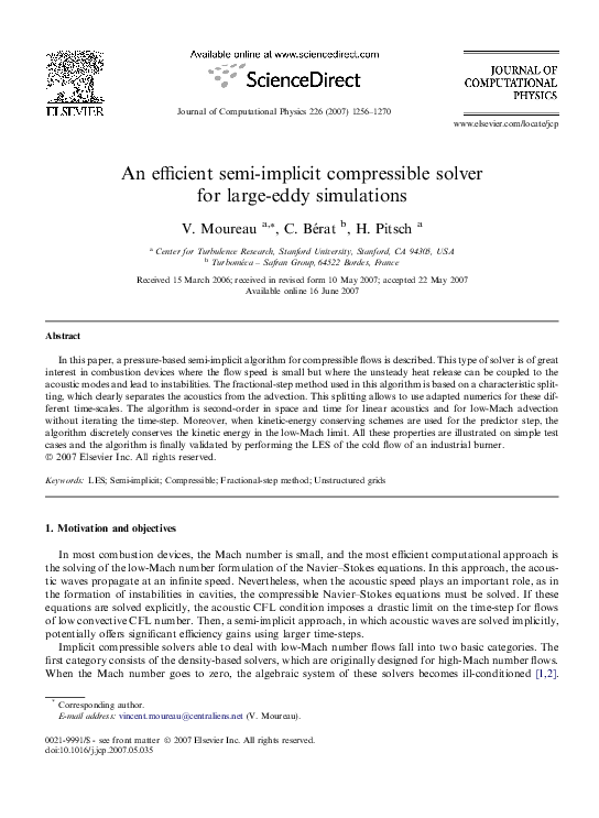 (PDF) An efficient semi-implicit compressible solver for large-eddy simulations