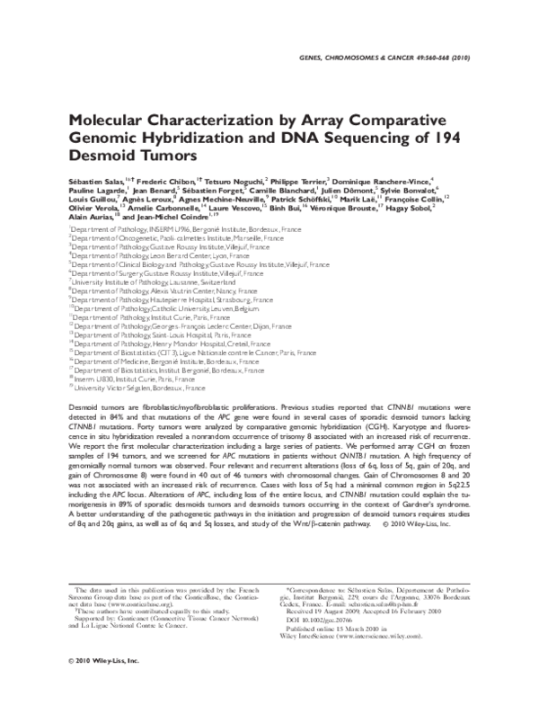 (PDF) Molecular characterization by array comparative genomic hybridization and DNA sequencing ...