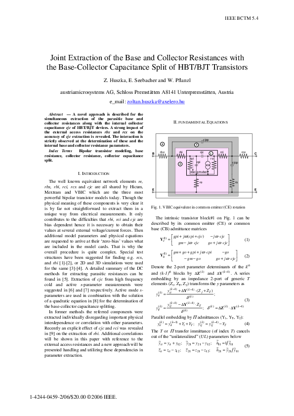 (PDF) Joint Extraction of the Base and Collector Resistances with the ...