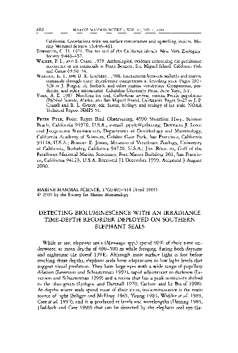 (PDF) Detecting Bioluminescence With an Irradiance Time-Depth Recorder ...
