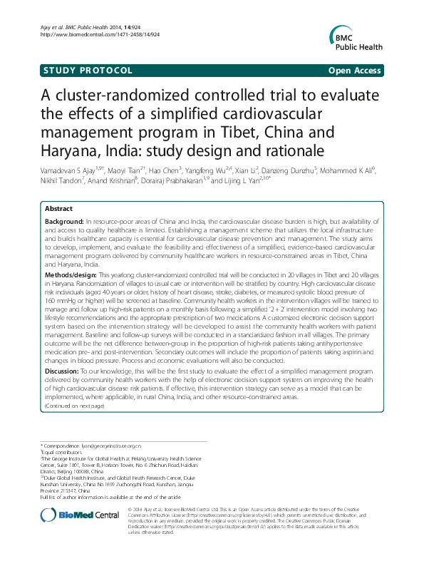 (PDF) A cluster-randomized controlled trial to evaluate the effects of ...