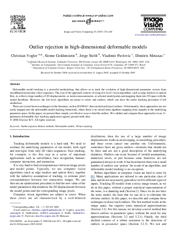 (PDF) Outlier rejection in high-dimensional deformable models