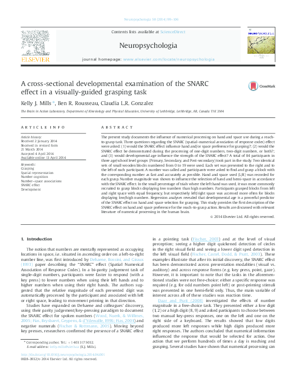 (PDF) A cross-sectional developmental examination of the SNARC effect ...