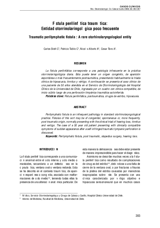 (PDF) Fístula perilinfática traumática: Entidad otorrinolaringológica ...