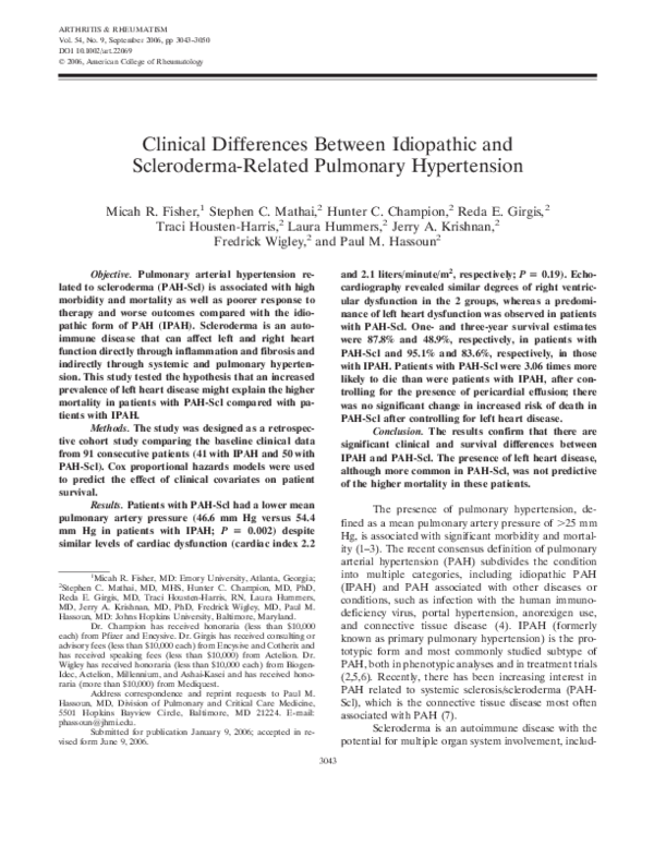 (PDF) Clinical differences between idiopathic and scleroderma-related ...