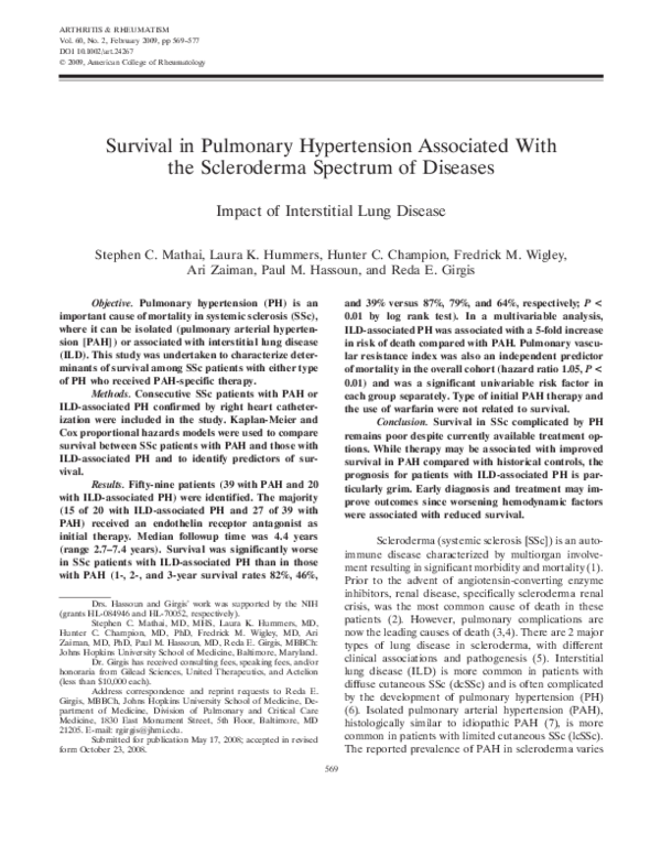 (PDF) Survival in pulmonary hypertension associated with the ...