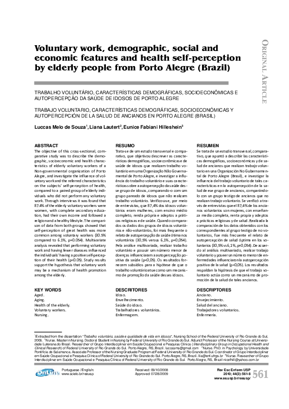 (PDF) [Voluntary work, demographic, social and economic features and ...